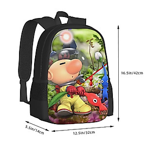 RACEK Fashion Game Pik-min Backpack Cartoon Lightweight Travel Computer Bag Casual Daypack Cute Daybag With Adjustable Straps For Unisex