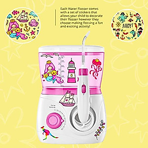 ToiletTree Products Children's Countertop Water Flosser – Portable Oral Irrigator for Kids - Electric Dental Water Flossing Tool with 600ML Water Tank & Free 2 Soft Tips – Suitable for Travel & Home