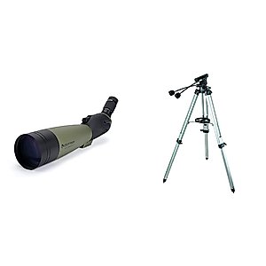 Celestron – Ultima 100 Angled Spotting Scope – 22 to 66x100mm Zoom Eyepiece – Multi-Coated Optics for Bird Watching, Wildlife, Scenery – Includes Soft Carrying Case & Heavy-Duty Altazimuth Tripod