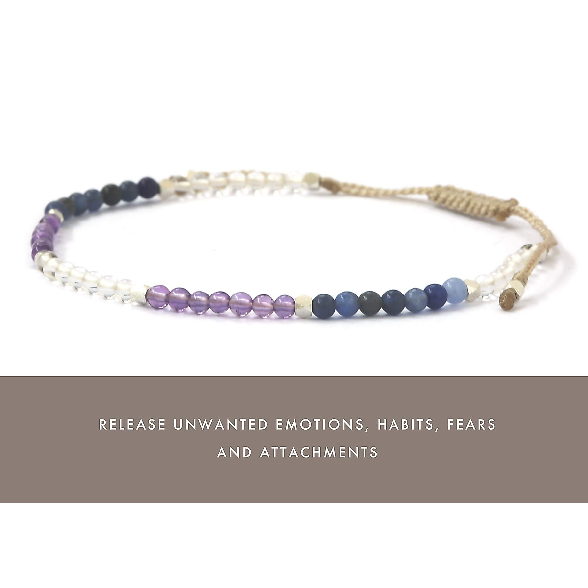 BALIPURA - Let Go Aura Bracelet for Women - 2mm SMALL (TINY) BEADS Healing Crystal, Natural Gemstones, Clear Quartz - 925 Solid Silver Beads - Essential Women Real Stone - (Let Go)…