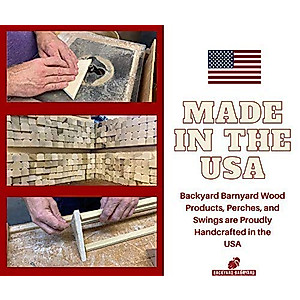 Backyard Barnyard Chicken Swing Handmade in USA!!! ! Toy for Coop (Round Bar) Natural Safe Large Wood Perch Ladder for Poultry Run Rooster Hens Chicks Pet Parrots Pollo Stress Relief for Birds