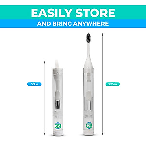 Quick Brush Travel Toothbrush with Toothpaste stored in Handle- On The Go Oral Care Kit Convenient for Home Office School Purse Backpacking, Portable and Foldable Brush
