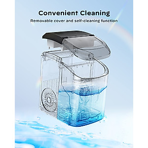 Nugget Countertop Ice Maker - Silonn Chewable Pellet Ice Machine with Self-Cleaning Function, 33lbs/24H, Sonic Ice Makers for Home Kitchen Office, Stainless Steel