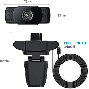 2022 Upgraded 2048 x 1080 Full HD Webcam 2K 30 fps Computer, 90° Wide Angle for PC Laptop Computer Zoom Skype Meeting Video Calling Games