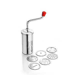 Sahishnu Online & Marketing Stainless Steel Sev Sancha Maker, Murkul Maker, Manual Pasta Maker,Shev Maker, Gathiya Murukulu Janthikulu Maker Machine with 6 Different Steel Jali