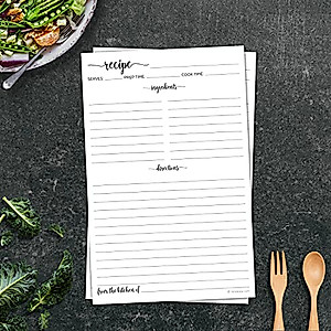 321Done Recipe Paper 5.5x8.5 White, 50-Pack, Made in USA, Blank Recipe Paper to Write in Your Own Recipes, Minimalist Half-Letter Size Refill Pages for Recipe Binder, Recipe Box, Recipe Organizer
