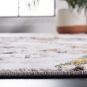 SAFAVIEH Amelia Collection Area Rug - 6'7" Square, Grey & Blue Gold, Modern Abstract Design, Non-Shedding & Easy Care, Ideal for High Traffic Areas in Living Room, Bedroom (ALA293M)