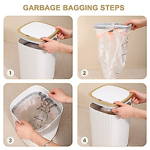 ELPHECO 3.5 Gallon Bathroom Trash Can, 13.5 Litre Bedroom Motion Sensor Trash Can with Lids, Automatic Waterproof Trash Can for Bathroom, Living Room, Office, Bedroom, White with Grey Trim