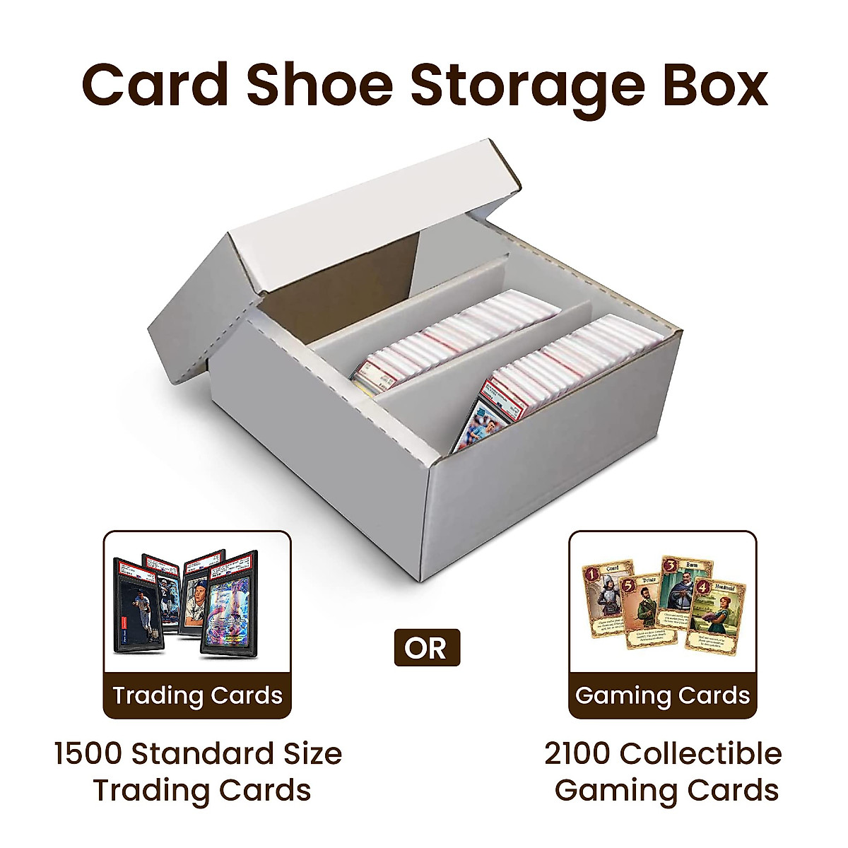 1500 Card Storage Box - Collecting Trading and Gaming Cards, Basketball, Football, Baseball, Game and Other Cards with Dividers And Cover Lid. (1-Pack)