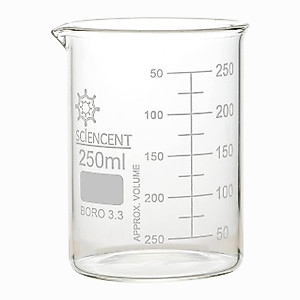 SCIENCENT Glass Beaker 50ml, 100ml, 250ml (Set of 3)