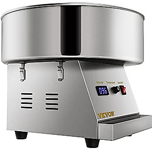 VEVOR Electric Cotton Candy Machine, 19.7-inch Cotton Candy Maker, 1050W Candy Floss Maker, Silver Commercial Cotton Candy Machine with Stainless Steel Bowl and Sugar Scoop, Perfect for Family Party