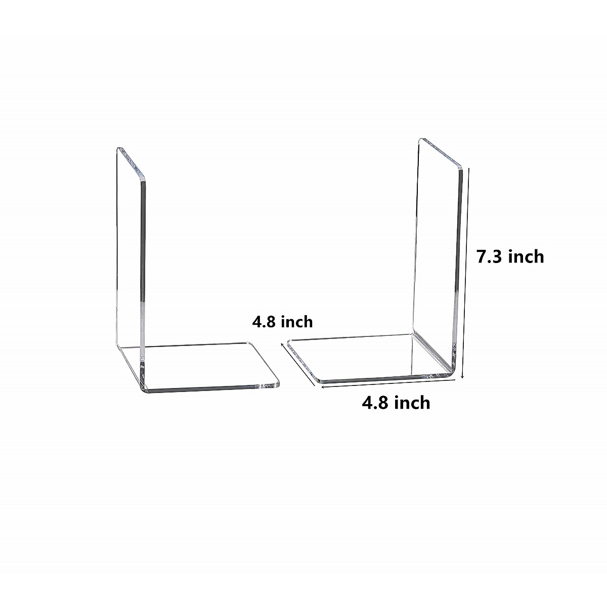 CY craft 4 Pieces Bookends,Clear Acrylic Bookends for Shelves,Heavy Duty Book Ends and Desktop Organizer,Book Stopper for Books/Movies/CDs,7.3x4.8x4.8 inch