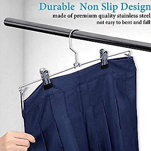 ZOOTWO Space Saving 5 Tier Metal Skirt Hanger with Clips (3pk) Hang 6-on-1, Gain 70% More Space,360 Swivel Hook,Adjustable Clips Pants Hanger,Hang Slack,Trouser,Towels