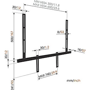 Vogel's SOUND 3550 soundbar mount | Also fits Bose Soundbar 500/700 | Sonos Arc/Beam/Playbar | Samsung | Sony | LG and JBL | mount for VESA 100 to 600 | Black | Max. 14.3 lbs (6,5 kg)