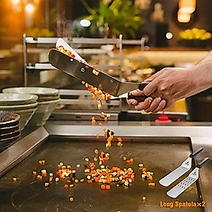 Morole Griddle Accessories Kit, 10PCS Flat Top Grill Accessories Set for Blackstone, Stainless Steel BBQ Accessories with Griddle Spatula, Griddle Scraper, Chopper, Bottles, Cleaning Set, Tong