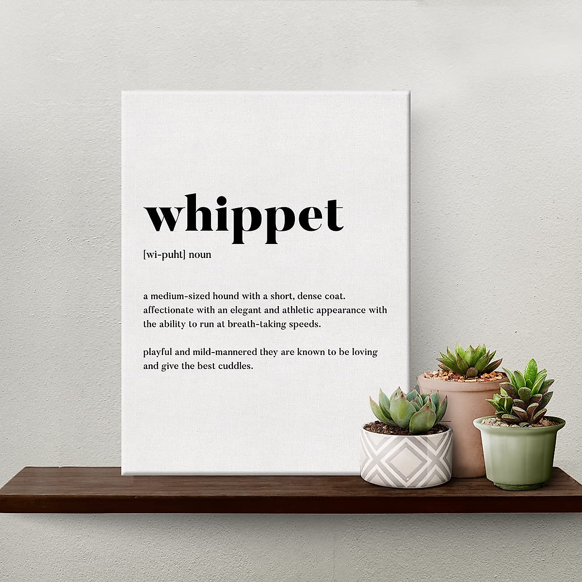 Whippet Definition a Medium-Sized Hound Canvas Wall Art Poster Print Gift, Whippet Definition Painting Ready to Hang Home Decor (11.5" x 15")