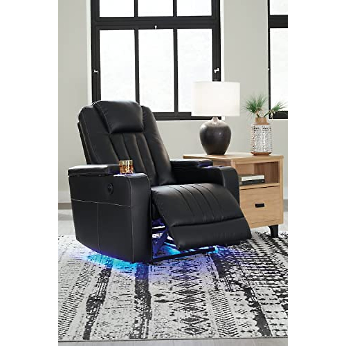 Signature Design by Ashley Center Point Urban Faux Leather Tufted Zero Wall Recliner, Black