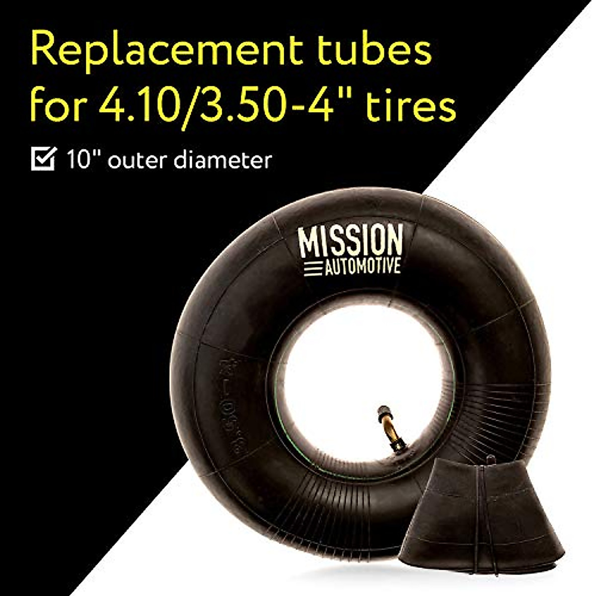 Premium Replacement Tire Inner Tubes - 2 Pack - 4.10/3.50-4"- Great for Hand Truck Dollies, Wheelbarrows, Lawn Mowers, and Trailers - Utility Tools - Mission Automotive