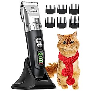 oneisall Cat Hair Trimmer,Quiet Cat Clippers for Matted Hair,Cordless Cat Grooming Kit with Comb,3 Speed Cat Shavers for Matted Long Hair