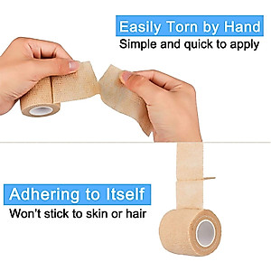 24 Packs Self Adherent Cohesive Wrap Bandages 2'' Wide, 5 Yards, First Aid Tape,Elastic Self Adhesive Tape,All Sports Athletic Tape, Non-Woven Bandage,Breathable Wound Tape,Skin Colour Athletic Tape