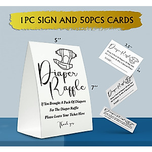 Tesedupoole Diaper Raffle Sign,Diaper Raffle Baby Shower Game Kit (1 Standing Sign + 50 Guessing Cards),Baby Showers Decorations,Card for Baby Shower Game to Bring a Pack of Diapers-XN06