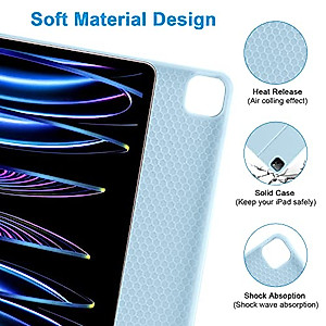 12.9 Keyboard Case 2022, 12.9" 6th/5th/4th/3rd (2022-2018) Gen Case with Keyboard, Wireless Bluetooth Magnetic Keyboards for 12.9" 2022 Case with Pencil Holder(Light Blue)