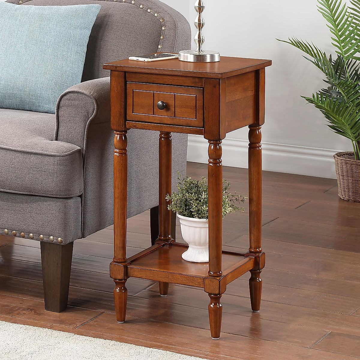 Convenience Concepts French Country Khloe 1 Drawer Accent Table with Shelf, Walnut