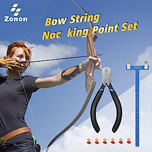 Zonon Bow String Nocking Points Pliers Strings Knock Set T Shape Bow Square Ruler Nocking Buckle Pliers Recurve Bow Turning Kit Archery (Dark Blue)