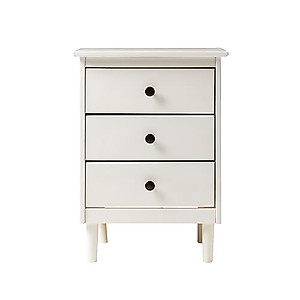 Walker Edison Traditional Wood 3 Drawer Nightstand Side Table Bedroom Storage Drawer and Shelf Bedside End Table, 18 Inch, White