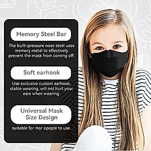 Keangs Kids Face Masks 50 Count (For Kids), Breathable Protective Disposable Mask Small Size for Kids, Black