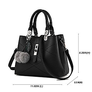Mn&Sue Women Top Handle Satchel Leather Handbag Shoulder Bag Lady Tote Purse with Strap