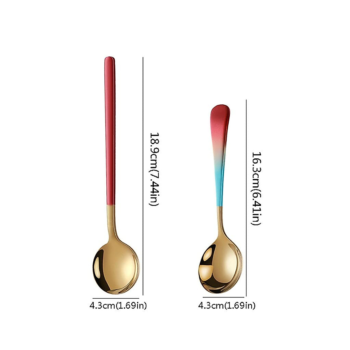 Spoons Silverware Dessert Spoon Stainless Steel Soup Spoon Soup Spoon Household Eating Spoon Coffee Stirring Spoon Spoon Two Pieces Spoon Set (Color : B)