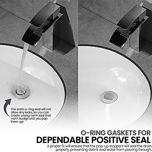 (2-Pack) Bathroom Sink Pop-Up Stoppers - Plastic Pop-Up Stoppers with Chrome Finish - Standard Design 1-1/4” Cap Outer Diameter, 4-7/8 Overall Height - with 1 Mounting Hole and Gasket Seal
