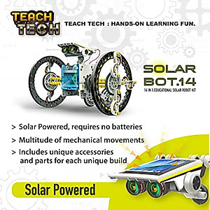 Teach Tech SolarBot.14, Transforming Solar Robot Kit, STEM Learning Toys for Kids 10+