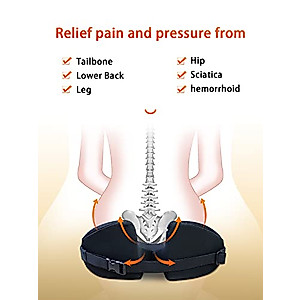 Agsnilove Chair Cushion Memory Foam Car Seat Cushion Wheelchair Comfort Butt Pillow Pad for Truck, Train, Airplane Seat, Office Chair, Reduce Tailbone Pressure, Black