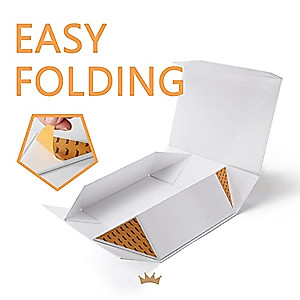 PACKQUEEN 5 Large Gift Boxes with Ribbons, Glossy White Gift Boxes for presents, Bridesmaid Proposal Box, Extra Large Gift Box with Lid and Blank Greeting Cards (13.5x9x4.1 Inches)