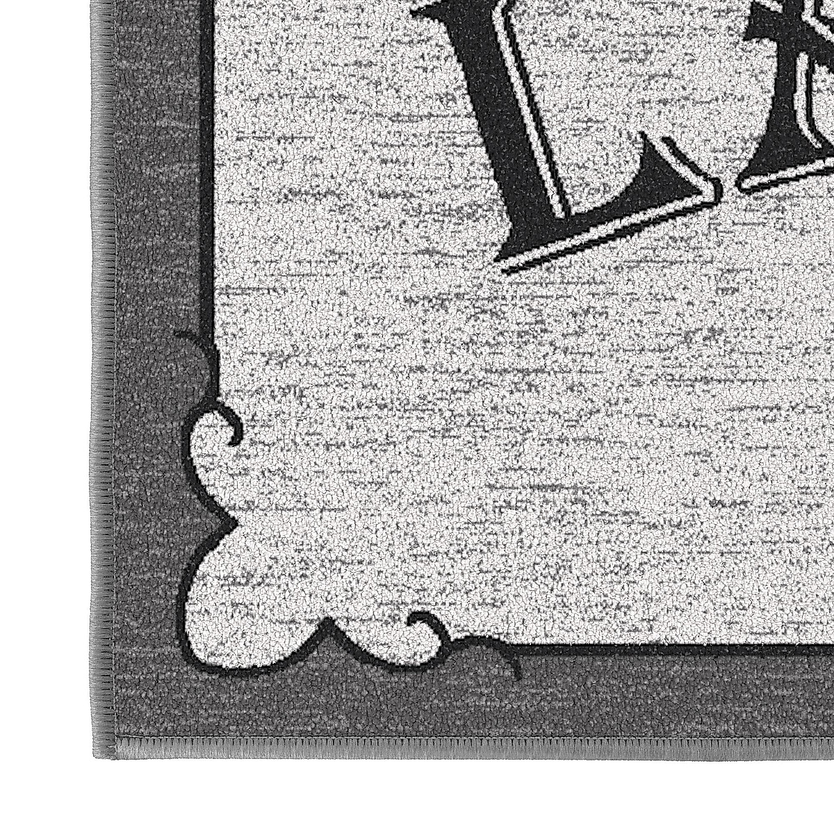 Ottomanson Laundry Collection Non-Slip Rubberback Laundry Text Design 2x5 Laundry Room Runner Rug, 20" x 59", Light Gray