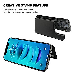Onetop Compatible with iPhone 14 Pro Max Wallet Case with Card Holder, PU Leather Kickstand Card Slots Case, Double Magnetic Clasp and Durable Shockproof Cover 6.7 Inch (Black)