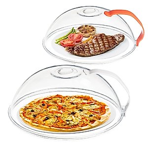 Microwave Splatter Cover-2 Pack, Microwave Cover for Foods, BPA Free Microwave Plate Cover Guard Lid with Adjustable Steam Vents Keeps Microwave Oven Clean Dishwasher Safe