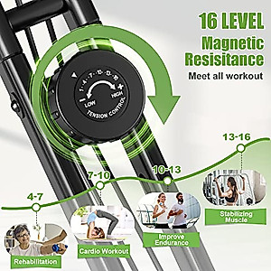 Caromix Folding Exercise Bike, 4 in 1 Stationary Magnetic Cycling Bicycle Upright Indoor Cycling Bike for Home Workout 330LB Capacity (Black)