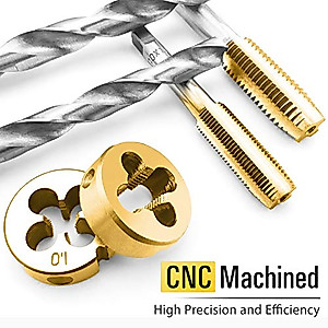 Azuno 60PCS Metric&SAE Tap and Die Set, Titanium Coated GCr15 Bearing Steel with T-Handle/Wrench/Gauge/Screwdriver in Storage Case, Master Threading Toolkit