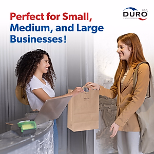 Duro 70# Large Brown Paper Bags with Handles Bulk 50 Count, 12 x 7 x 17 Inches, Blank Brown Grocery Bags with Handles, Paper Sacks for Recycling