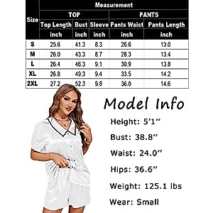 Ekouaer Silk Pajamas for Women Cute Doll Collar Preppy Pjs Short Sleeve Lounge Set Classic Button Down Pjs Shorts Set Two Piece Pajamas Set White XX-Large