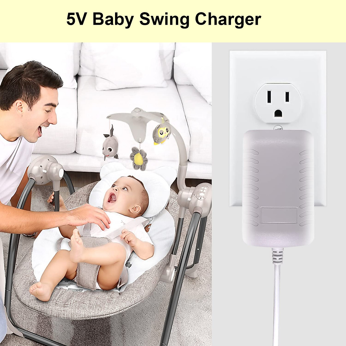 UAUSE 5V Power Charger for Graco Simple Sway, Glider LX/Elite/Premier/Petite LX, DuoGlider, Sweetpeace, DuetSoothe, DuetConnect LX, Nova Baby Swing Adapter Replacement