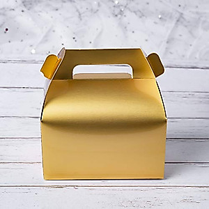 ONE MORE 25-Pack Gable Gold Candy Treat Boxes,Small Goodie Gift Boxes for Wedding and Birthday Party Favors Box 6.2 x 3.5 x 3.5 inch