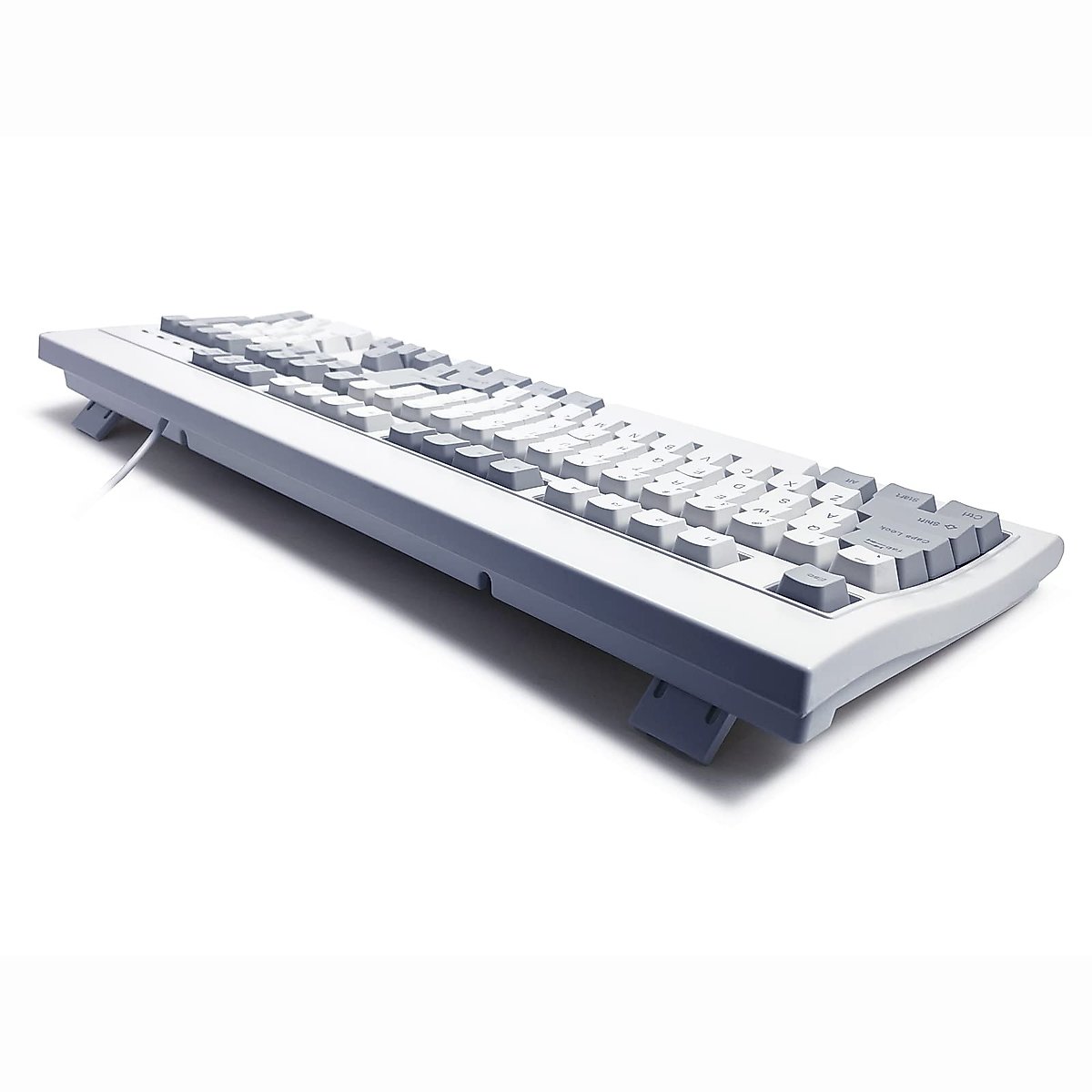 ELSRA Full Size Classic USB Wired Retro Membrane Keyboard with Numeric Keypad, Large L-Shaped Enter Key, Gray/Light Gray