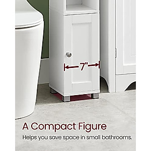 VASAGLE Small Bathroom Storage Cabinet, Toilet Paper Holder with Storage, Toilet Paper Storage Cabinet, Bathroom Organizer with Adjustable Shelf, Water-Proof Feet, for Small Spaces, White UBBC846P31