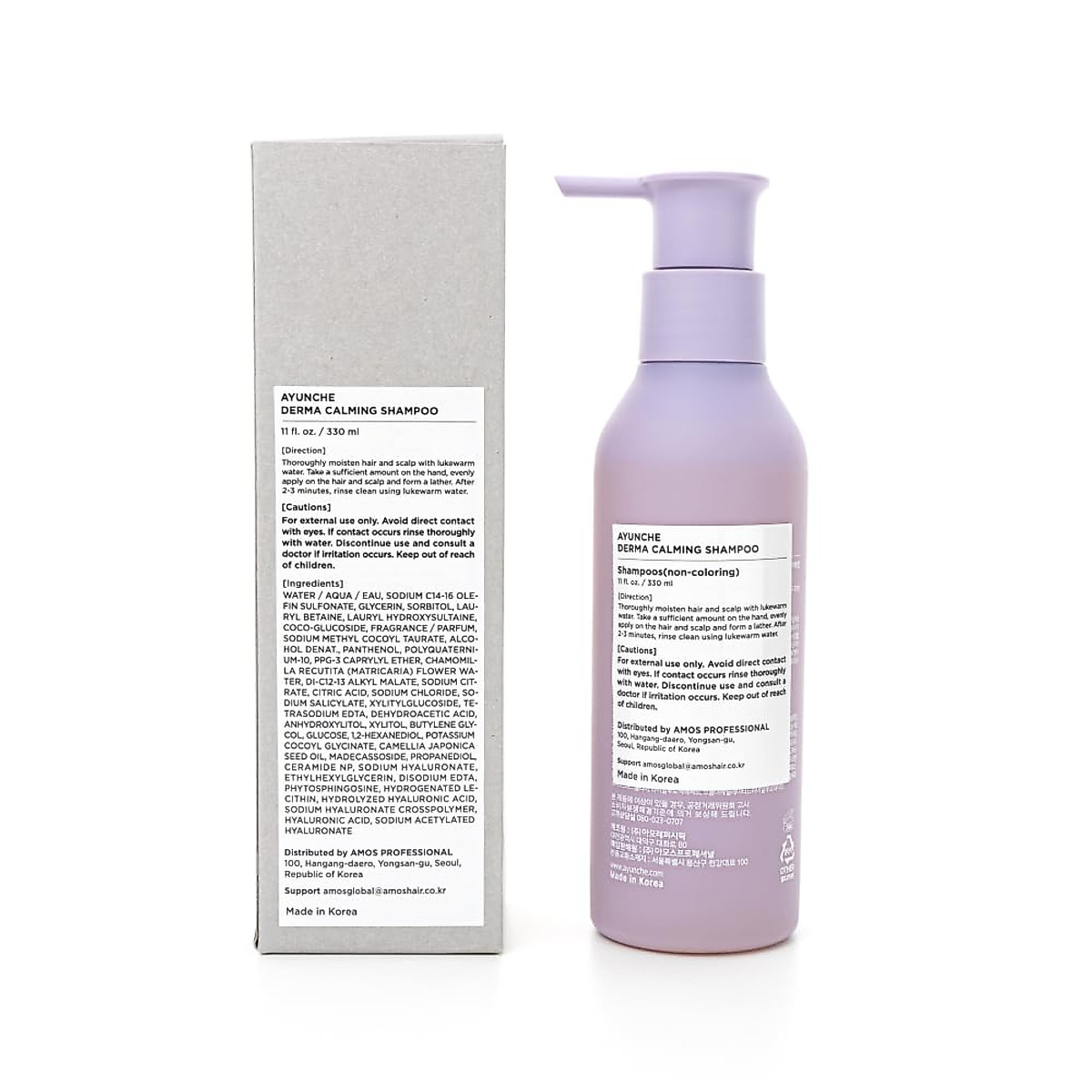 AYUNCHE Derma Calming Shampoo 11.8oz [For Dry & Sensitive Scalp] | Gentle Hydrating Scalp Care | Strengthen Scalp Barrier | Vegan Shampoo | Korean Salon Brand