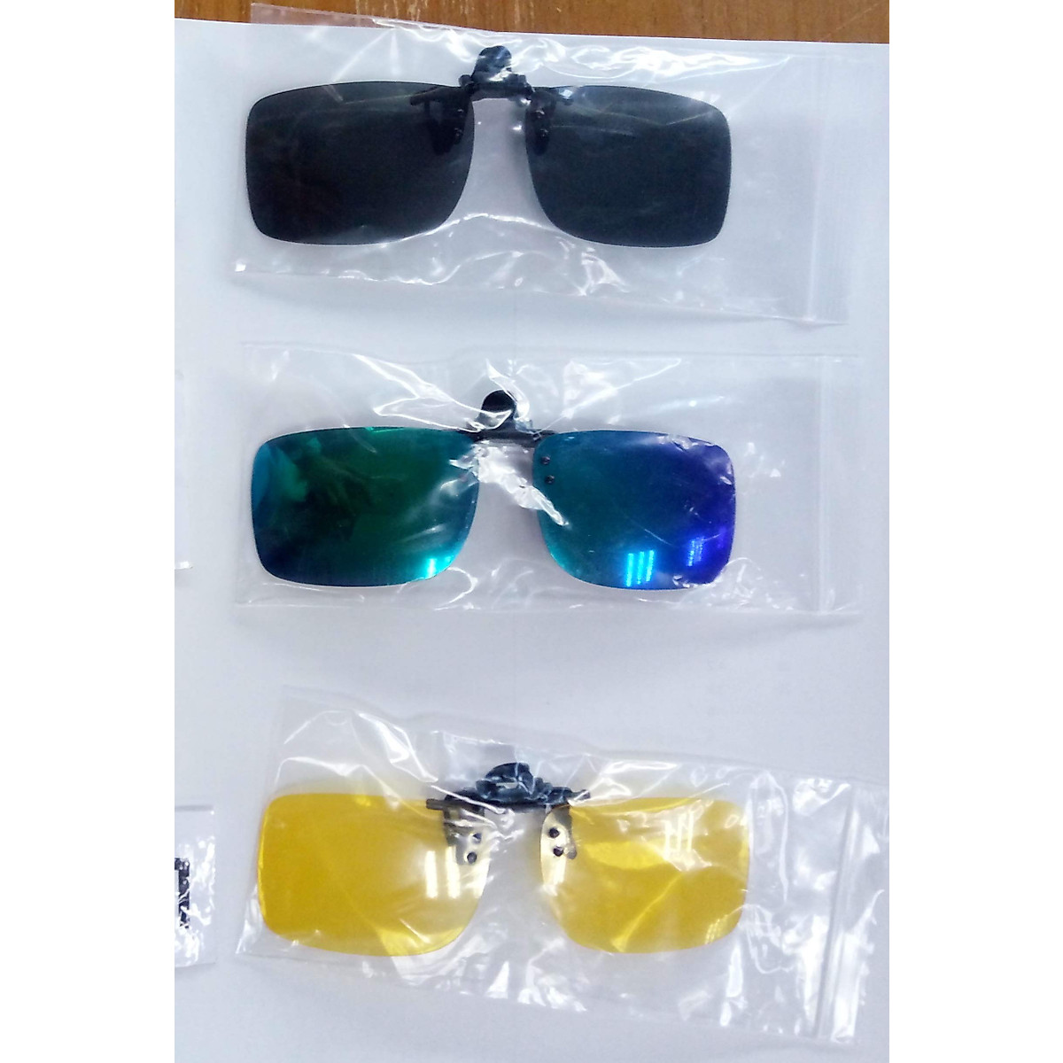 Litbun 3 PACK, Clip on Sunglasses Flip up Polarized Lens For Prescription Glasses, UV Protection Over RX Eyeglasses