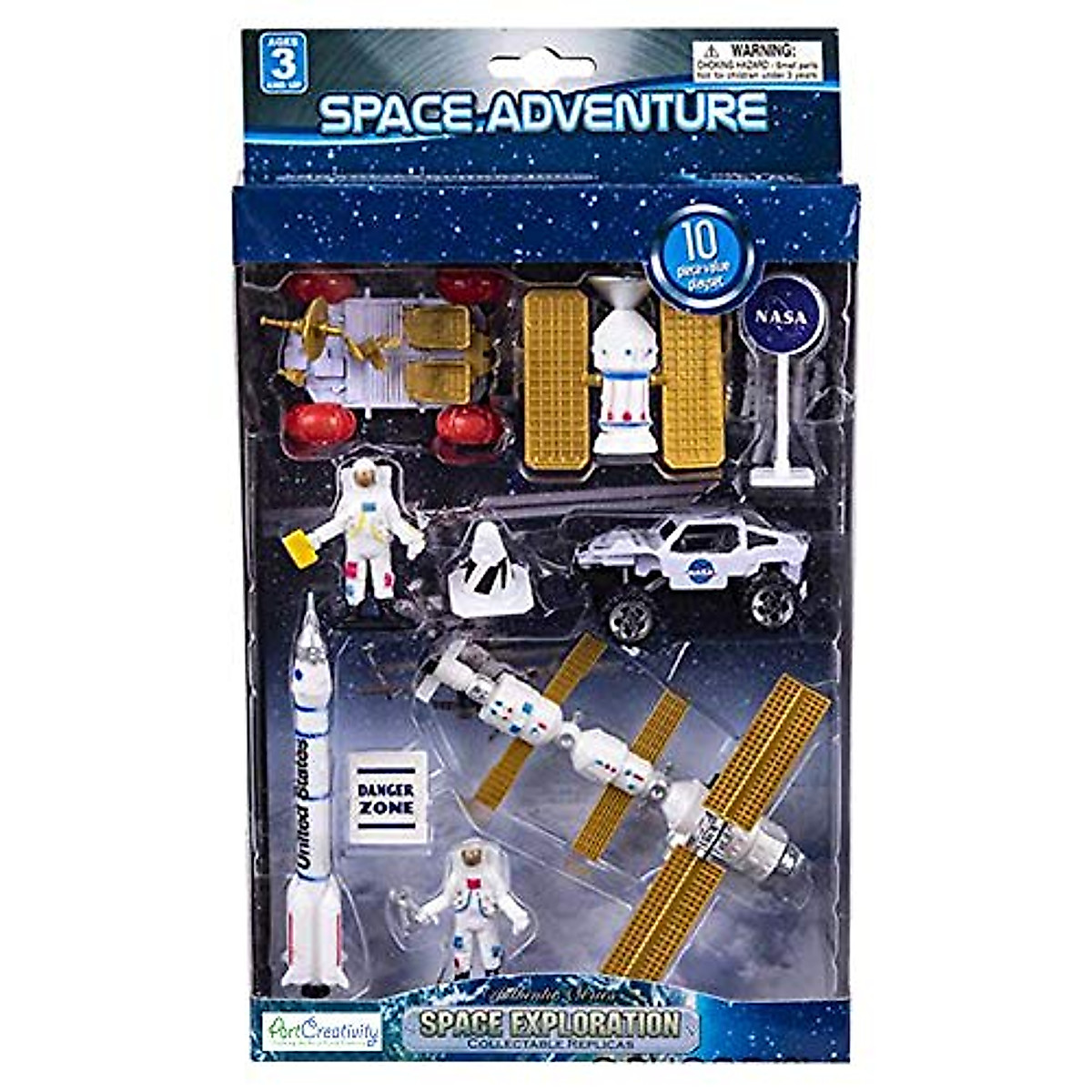 ArtCreativity 10 Pc Space Explorer Toy Kit, Pretend Play Set with Astronaut Figurines, Robotic Exploration Truck, Diecast Metal Vehicle, NASA Sign and More, Best Gift for Exploring Boys and Girls